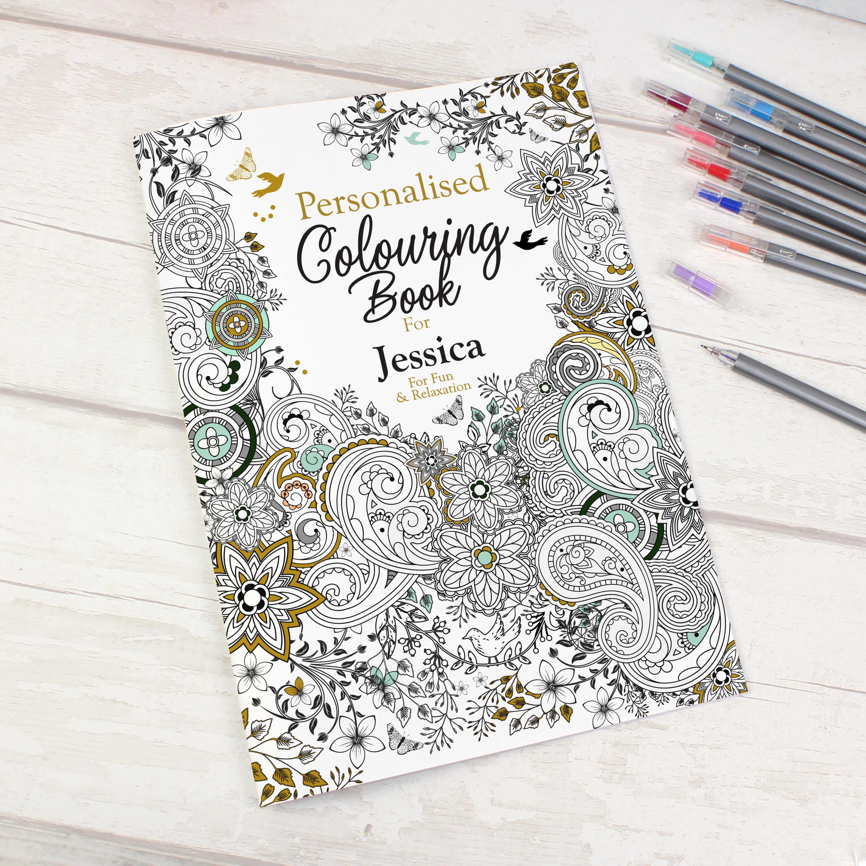 Personalised Floral Colouring Book GiftsMart co uk