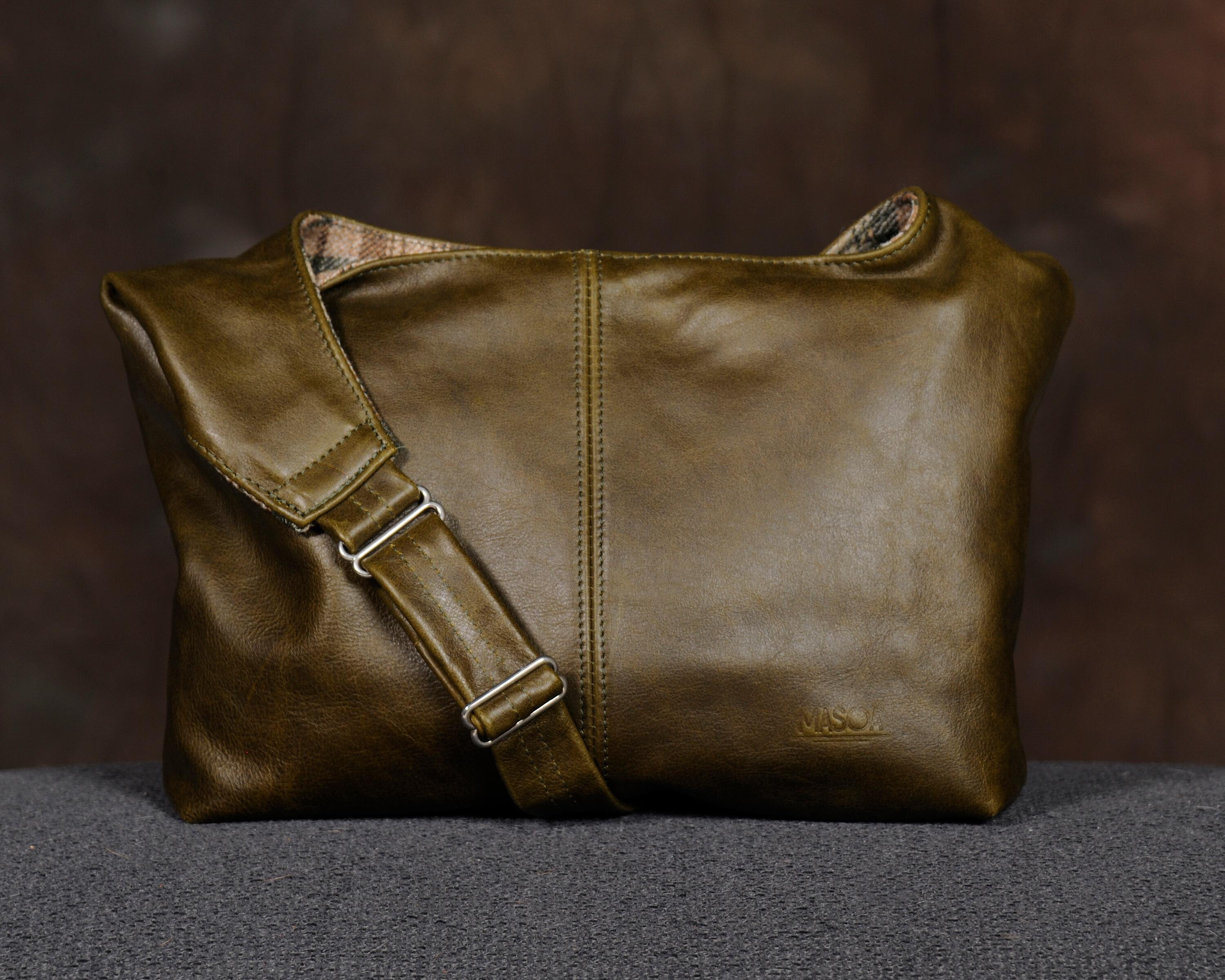 Crossbody Soft Olive Green Leather Boho Handbag