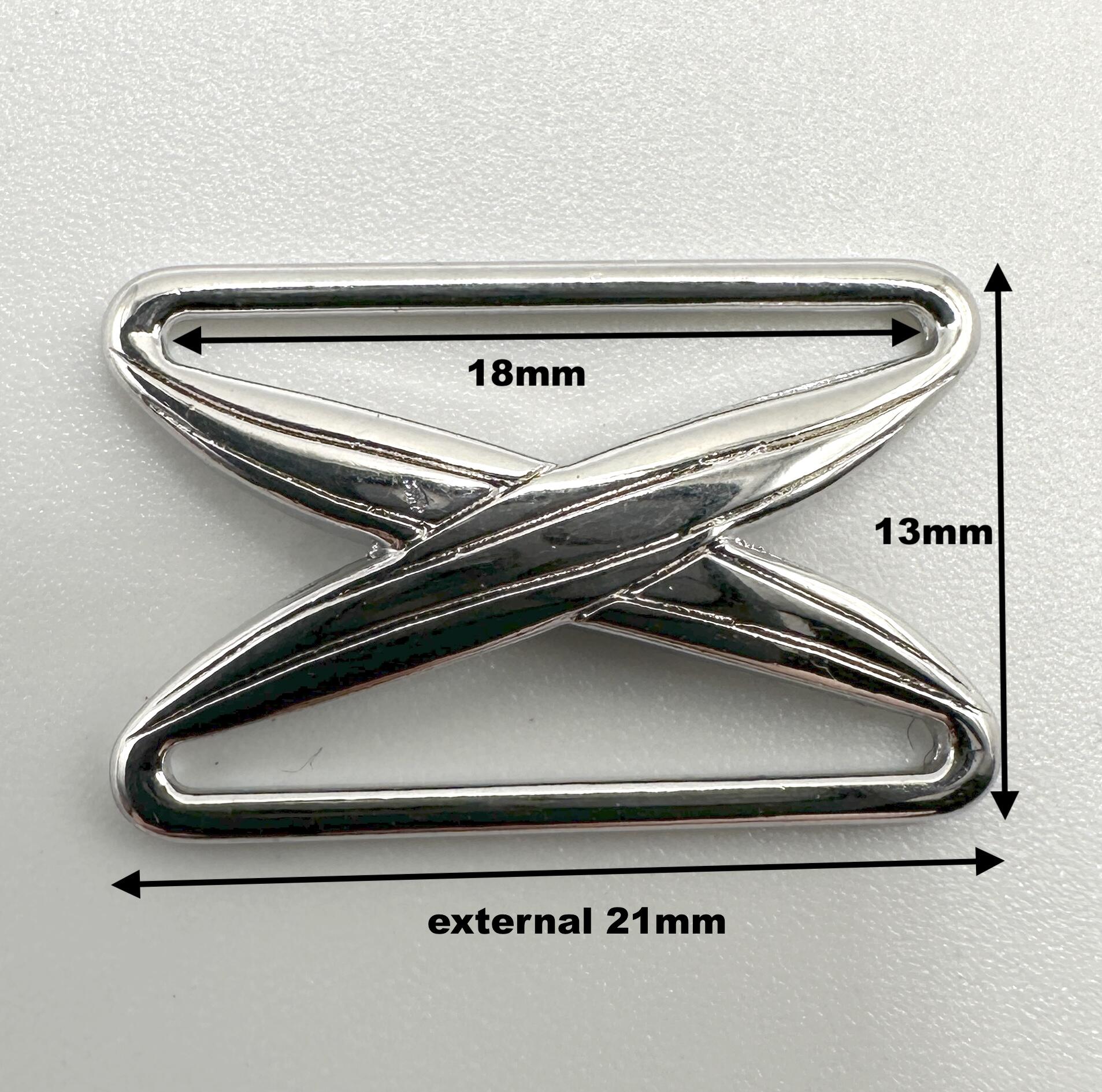 SILVER 18mm Bra/Suspender Fittings - Round Profile - strap connector