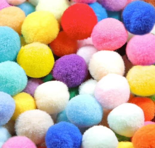 40mm Craft Pom Poms – Multi-Colour – Pack of 5 or 12 – Soft Polyester