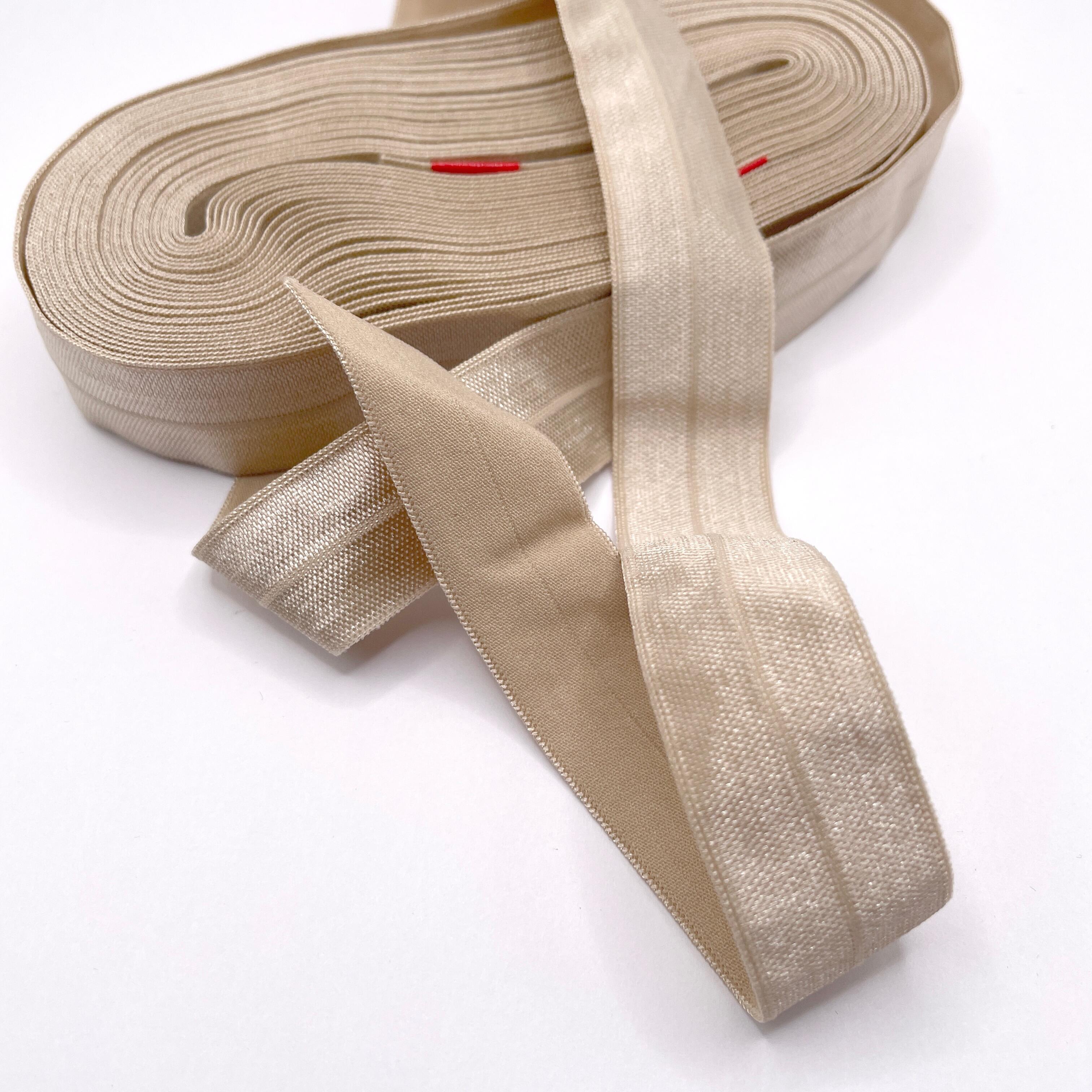 Elastic - Foldover Binding - 20mm GOLDEN FAWN NUDE - Shiny, soft - (S2047)