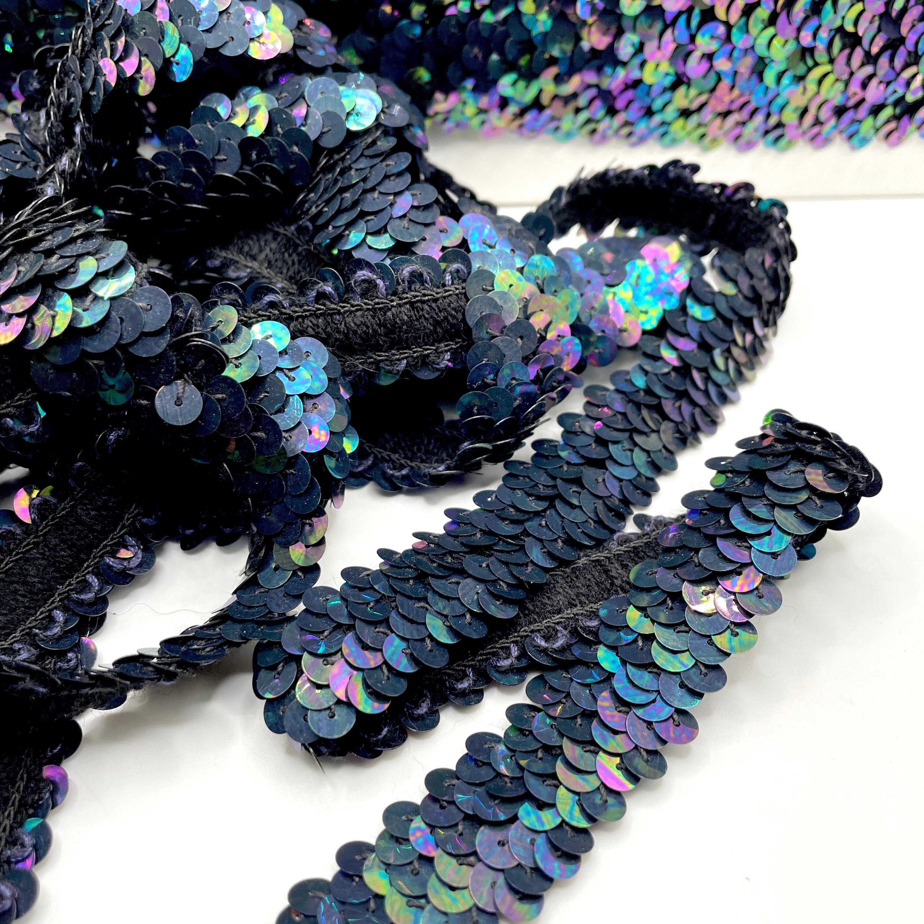 Stretch Sequin Trim – 20mm Wide, 4-Row Effect (6mm Sequins), per metre