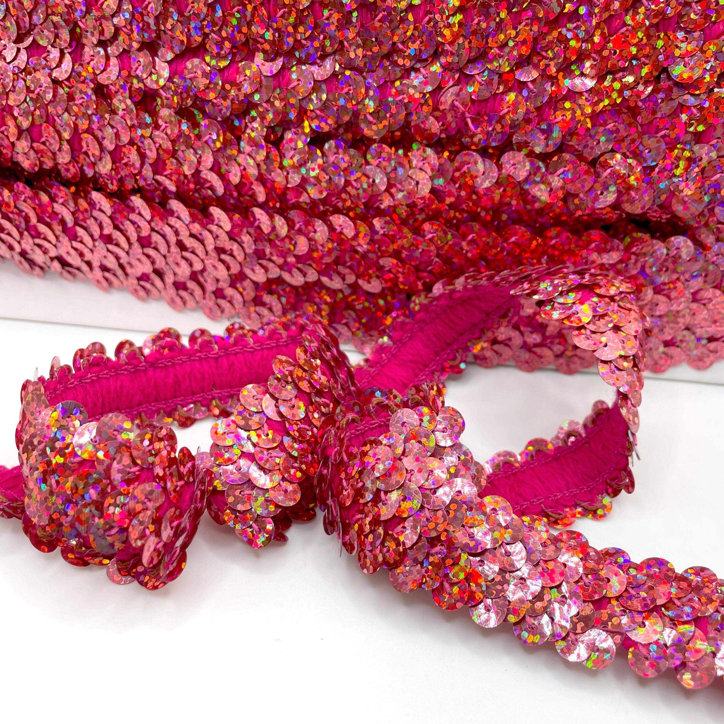 Stretch Sequin Trim – 20mm Wide, 4-Row Effect (6mm Sequins), per metre