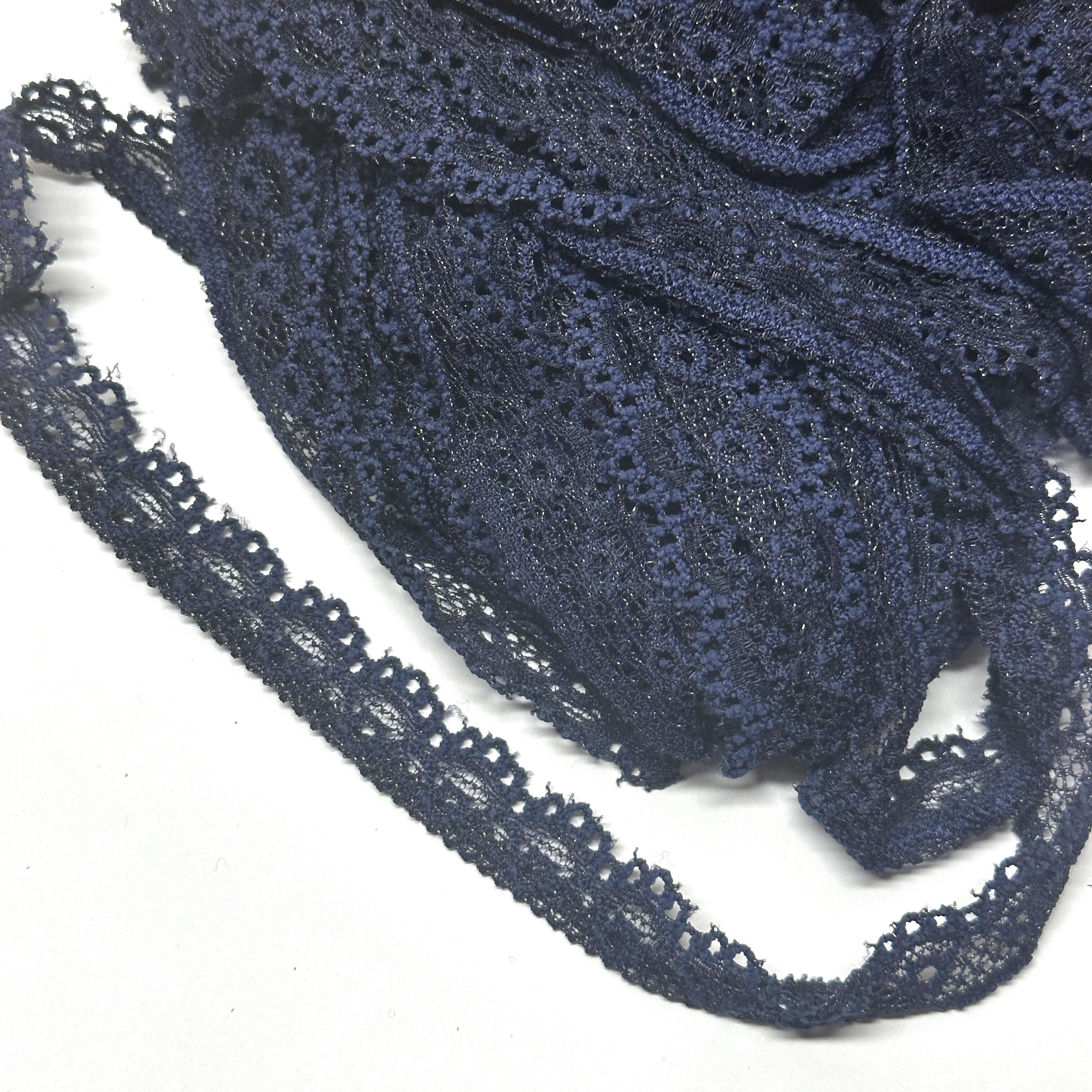 Navy Blue Narrow Rigid Lace 18mm | 10m Bundle