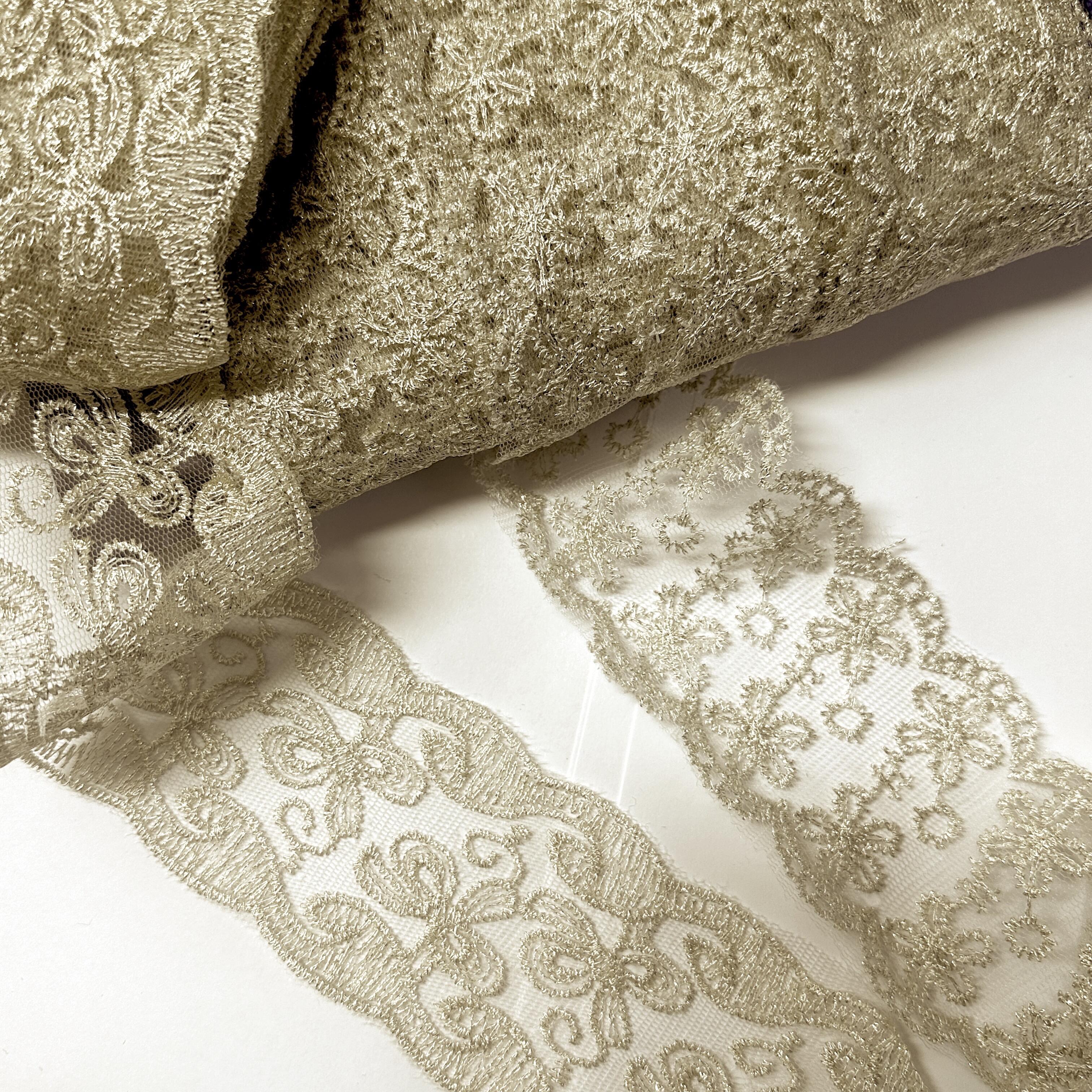 Wide Gold Lurex Lace Trim 70mm – Non Stretch | Sewing Chest