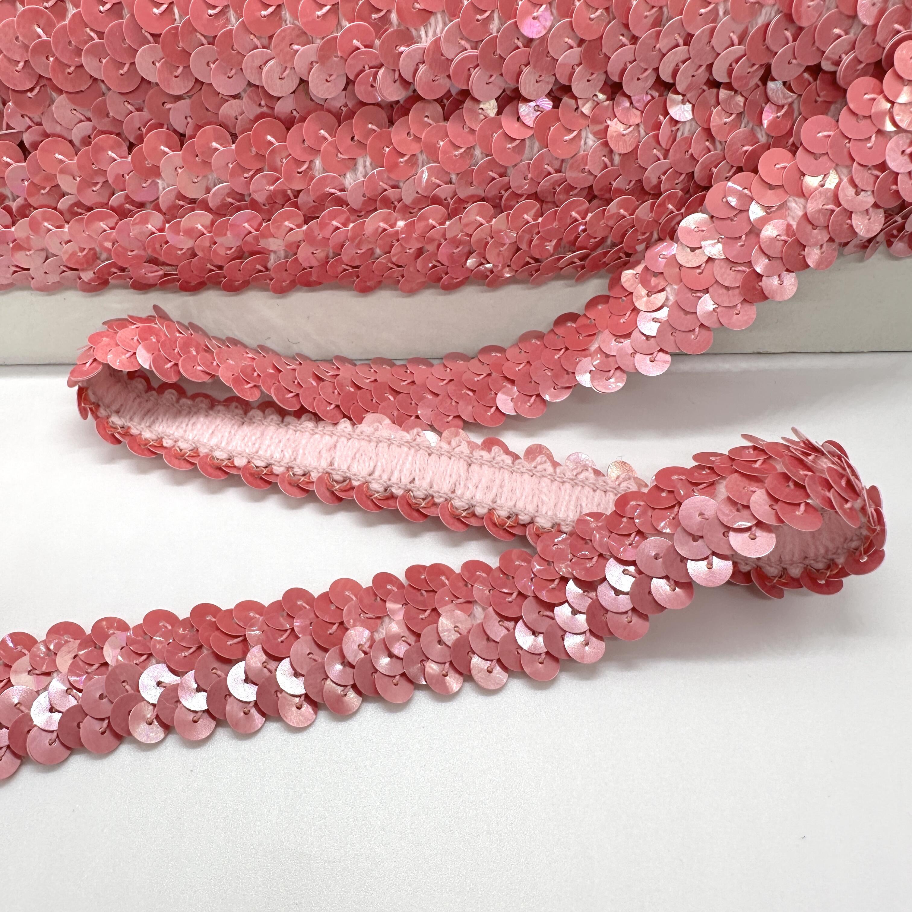 Stretch Sequin Trim – 20mm Wide, 4-Row Effect (6mm Sequins), per metre
