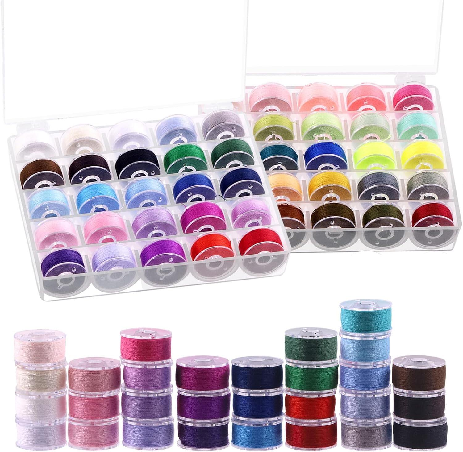 25 Pre-Wound Sewing Machine Bobbins in Case – 25 Colours