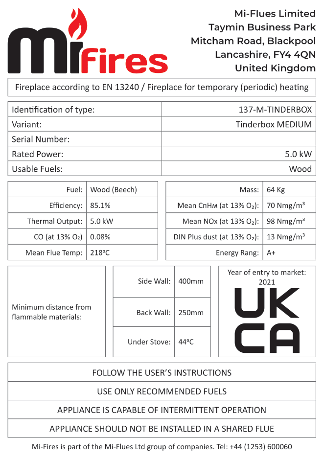 MI-Fires Tinderbox Medium 5kW Woodburning Stove - ECO Design 2022