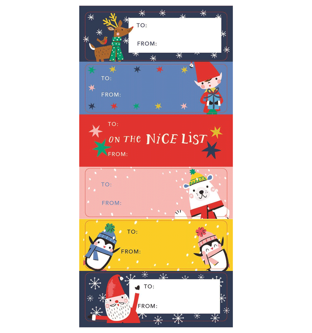 30 Stick On Christmas Gift Labels 6 Designs
