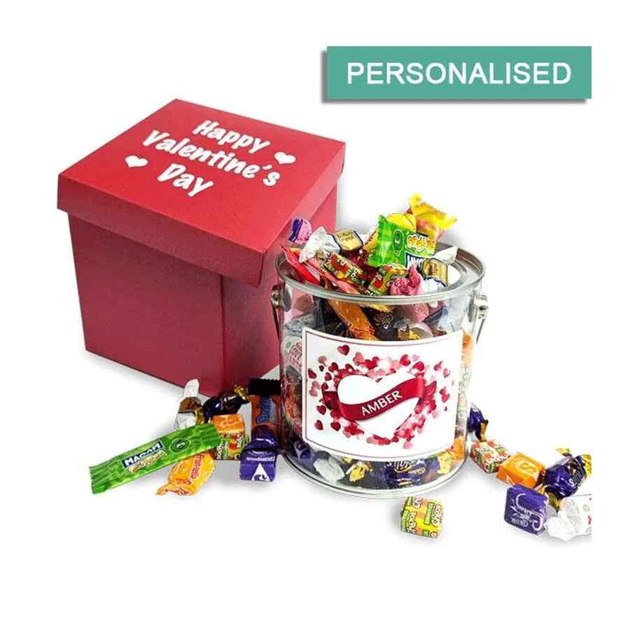 Big Personalised Sweets Tin in a Valentine's Box. Affordable ...