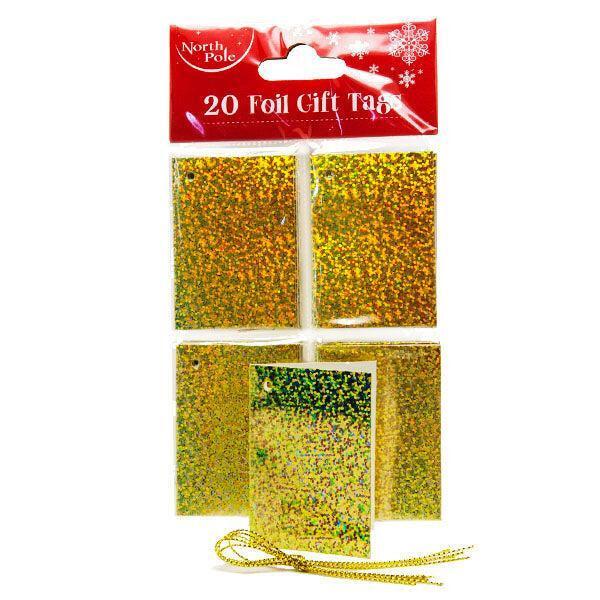 20 Gold Holographic Foil Gift Tags