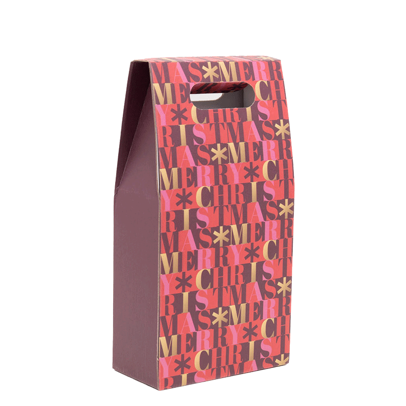 25 Christmas Text DOUBLE Wine Bottle Boxes