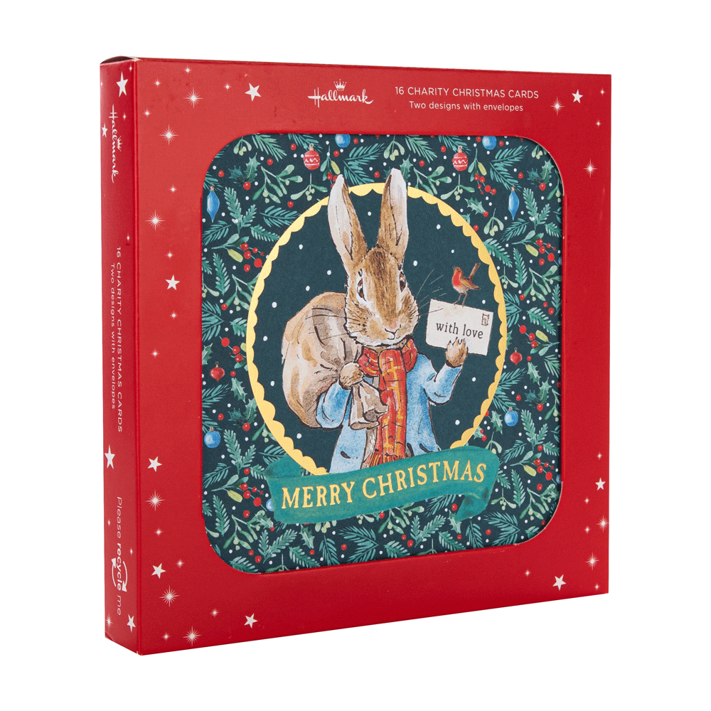 16 Peter Rabbit Christmas Cards in 2 Designs.