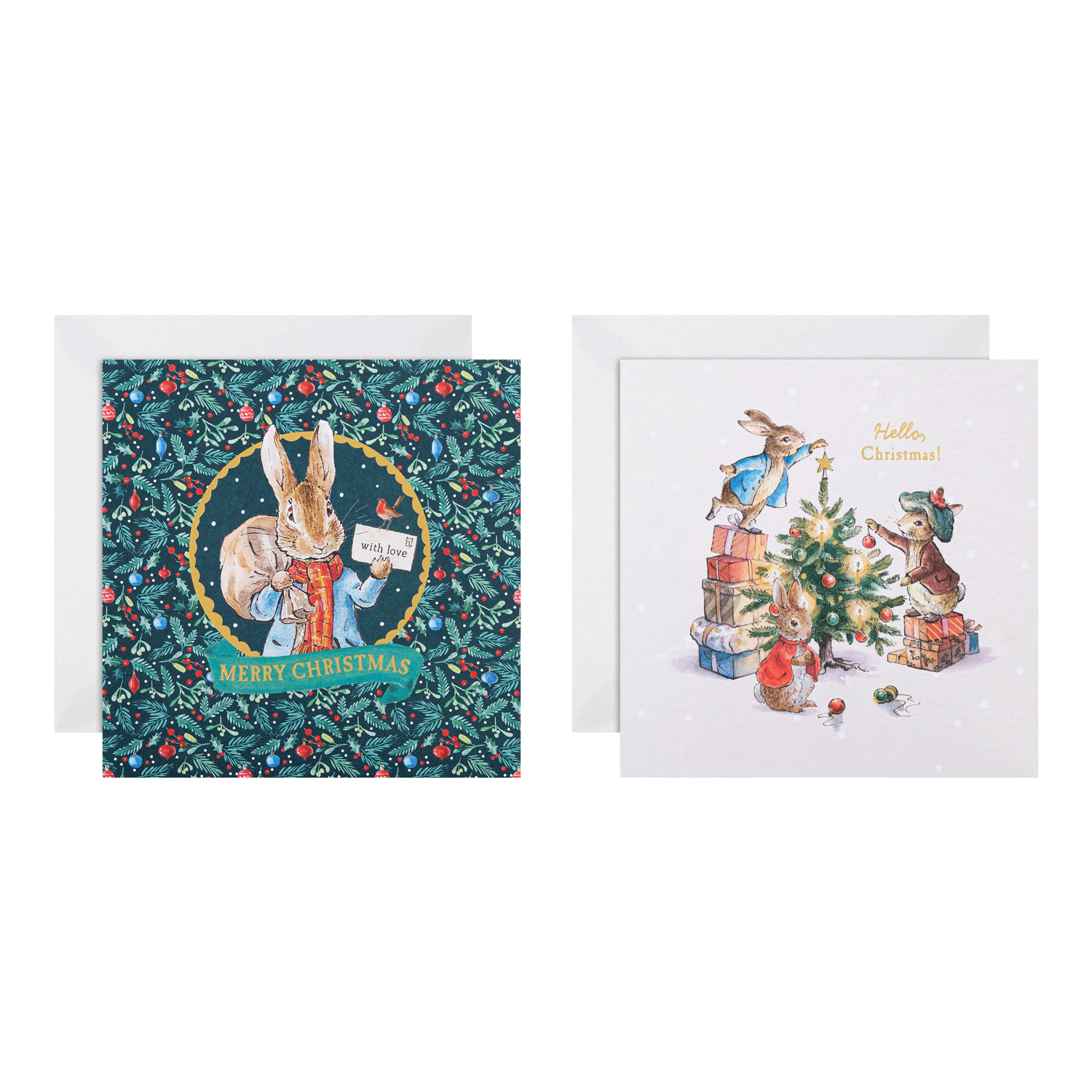 16 Peter Rabbit Christmas Cards in 2 Designs.