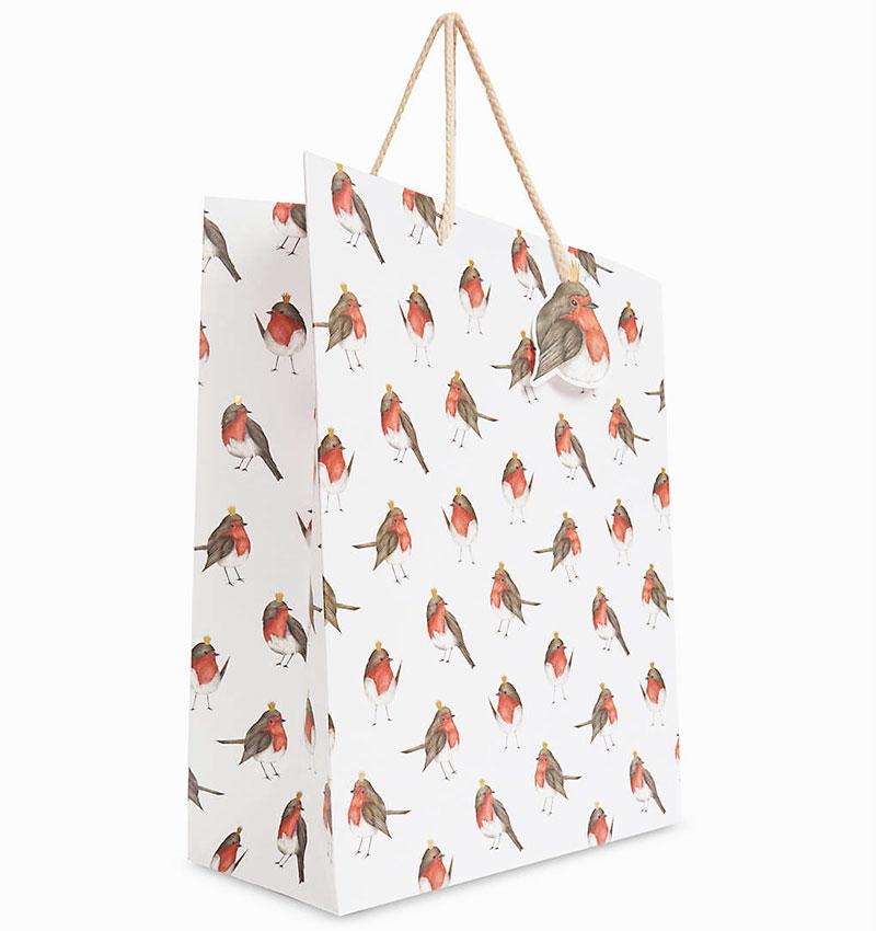 Robins with Gold Crowns Luxury Gift Bag - LARGE