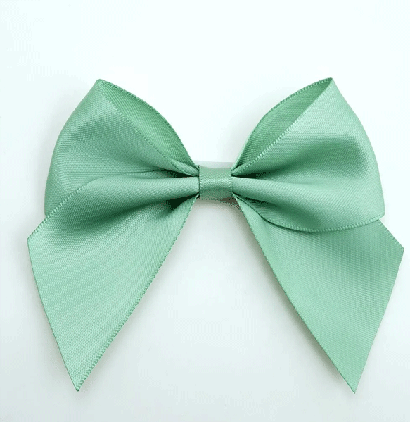 6 Sage Green 10cm Satin Ribbon Bows