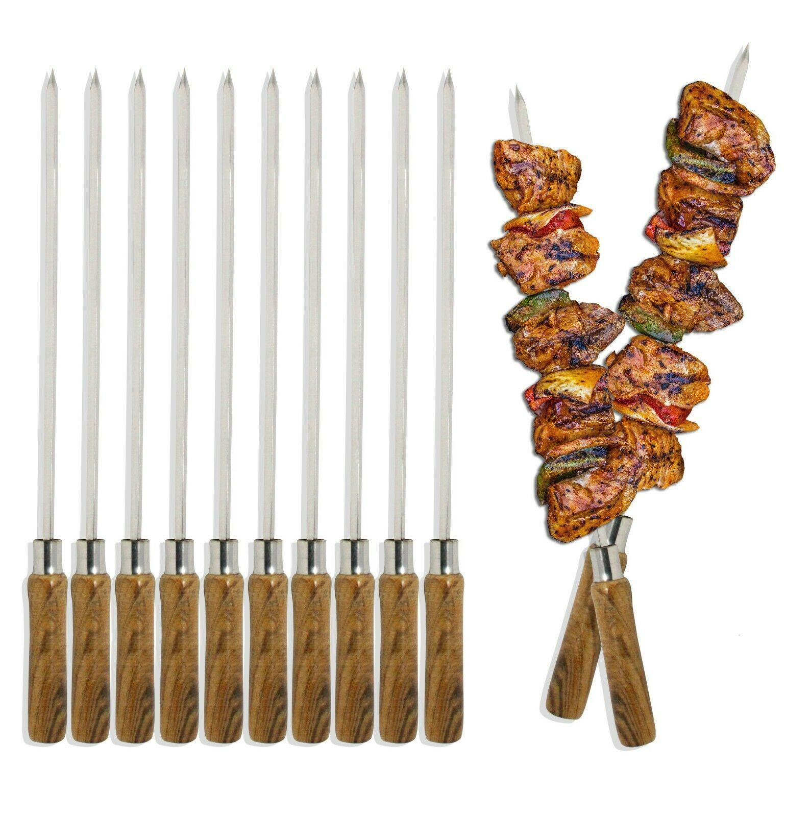 PRO BBQ Barbecue Skewers Stainless Steel Kebab Shish Meat Grill Sticks ...