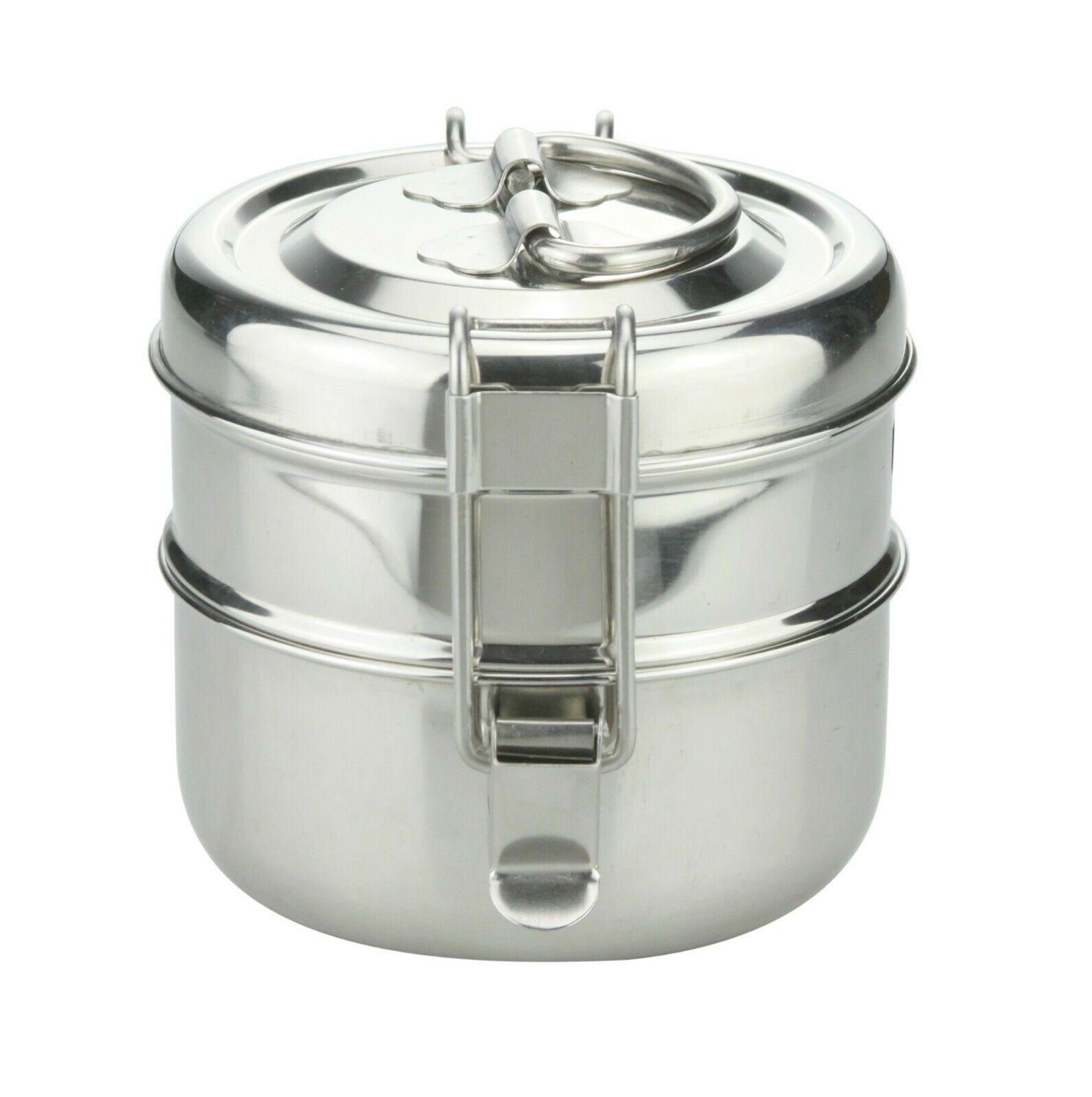 Tiffin Lunch Box Stainless Steel Indian Stackable 2/3/4 Layer Tier Food ...