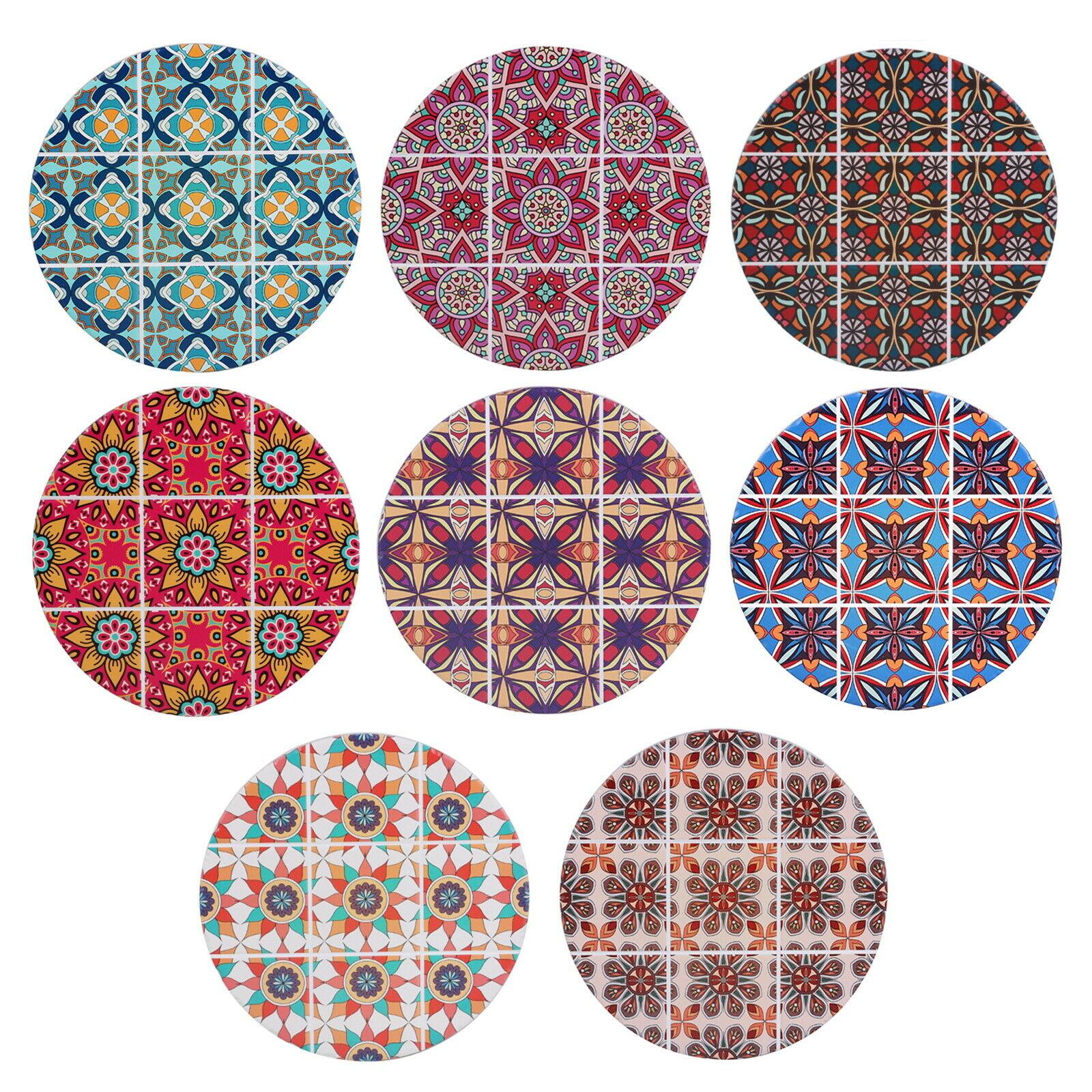 Ceramic Coaster Tile Geometric Table Placemats Dining Setting Cork Mats ...