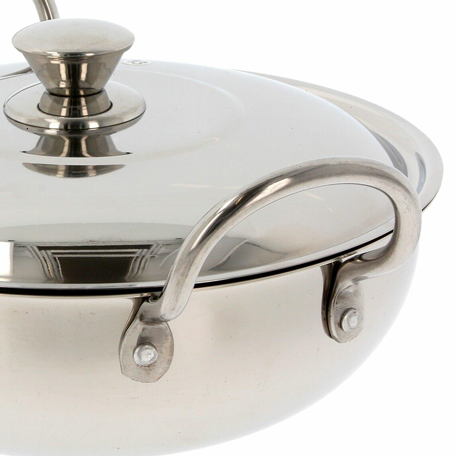 Kadai Karahi Kadhai Stainless Steel Tri Ply Heavy Curry Pan Wok Fry Pan ...