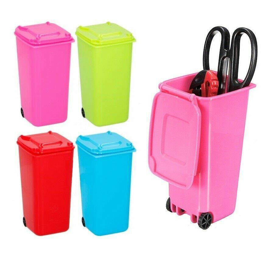 Mini Wheelie Bin Desk Tidy Office Stationery Organiser Pencil Holder ...