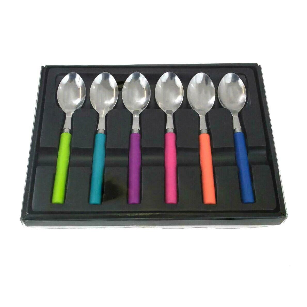 6PC Teaspoon Stainless Steel Tea Spoon Set With Plastic Handle ...