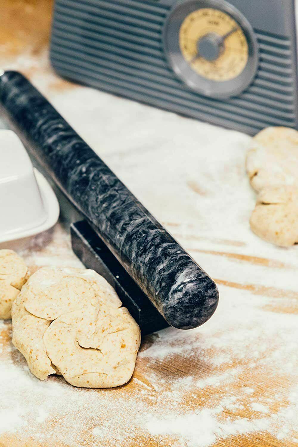 Granite Rolling Pin Wooden Stand Baking Chapati Roti Pin Hard Wearing ...