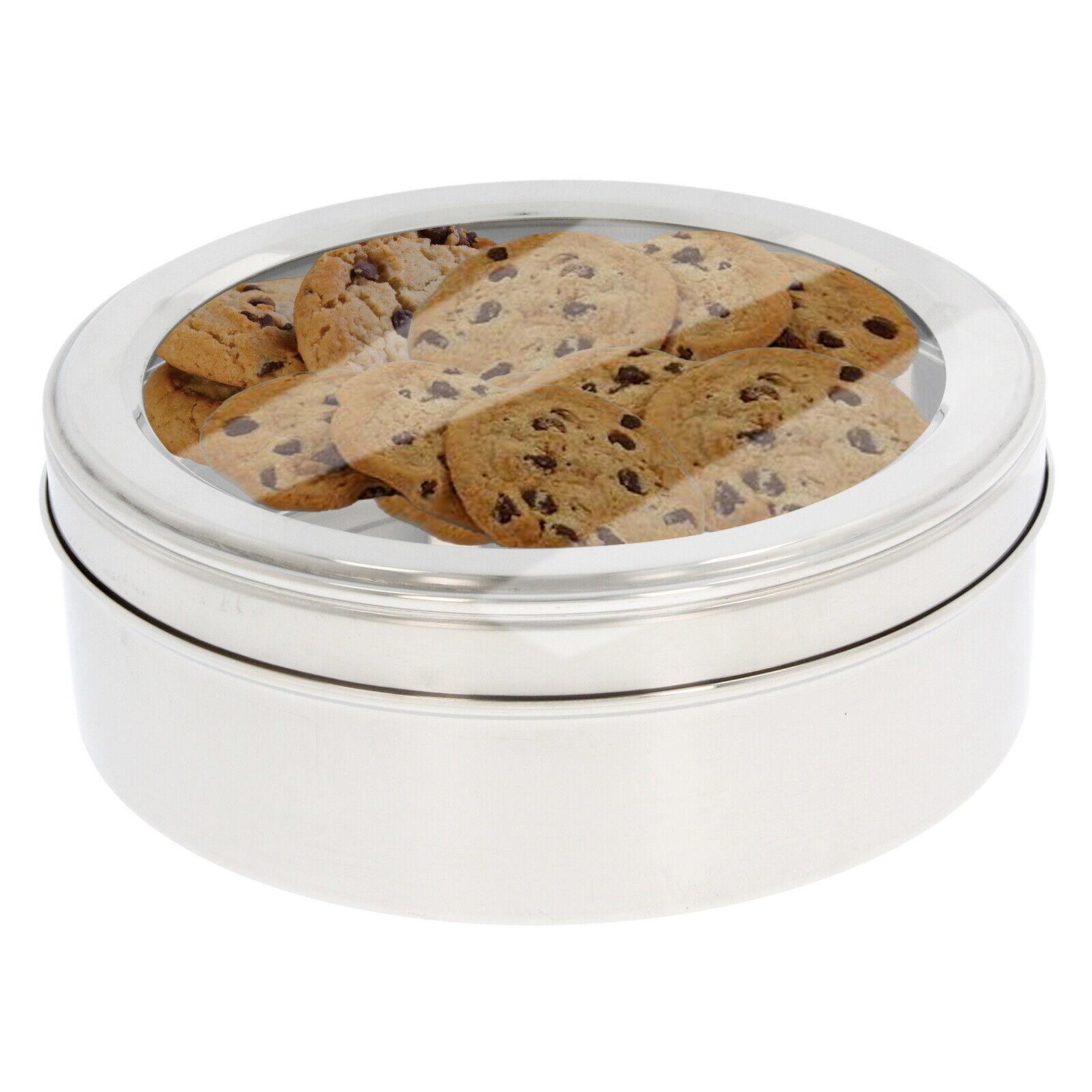Set of 4 Cake Storage Tin Stainless Steel Canister Biscuit Container ...