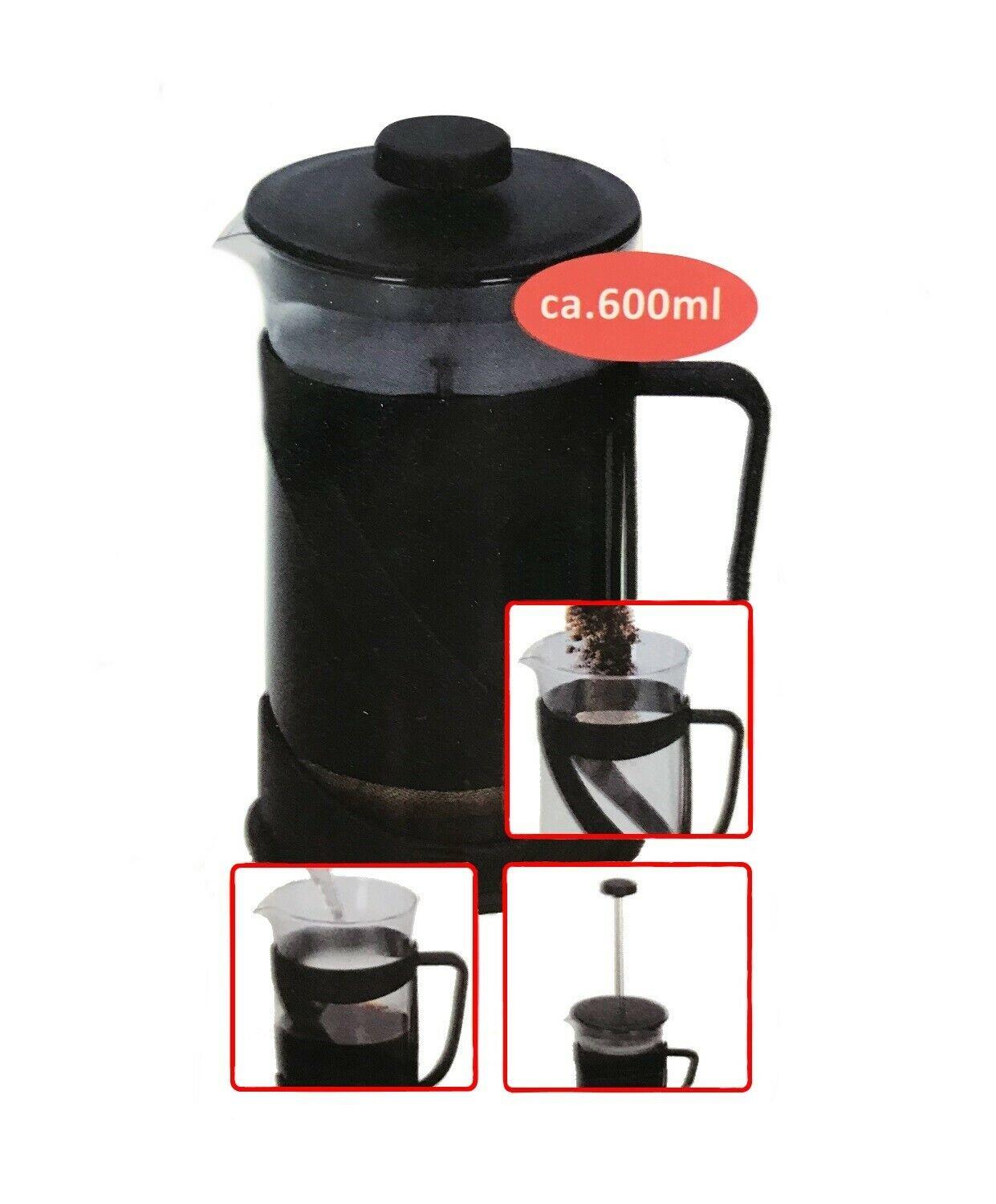 Alpina 600ml Glass Cafetiere French Coffee Maker Press with Black ...
