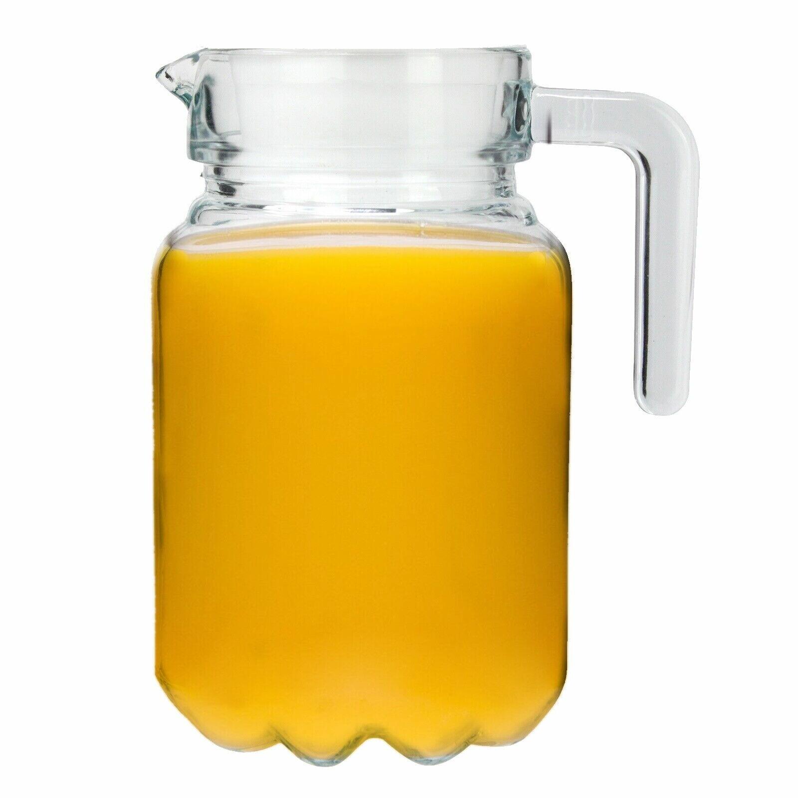 Glass Fridge Jug Small Pitcher with Lid Non Drip Spout Milk Juice Water ...