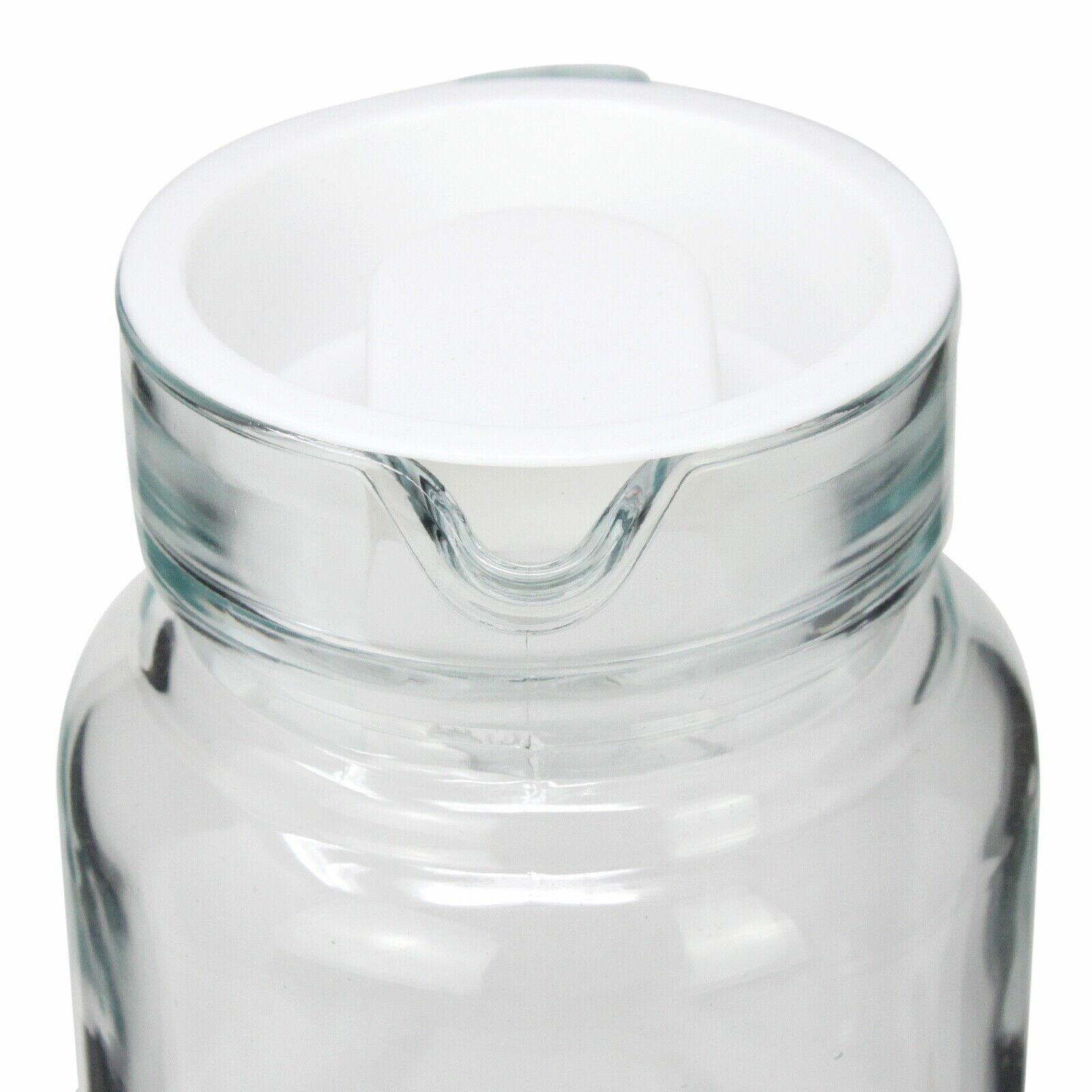 Glass Fridge Jug Small Pitcher with Lid Non Drip Spout Milk Juice Water ...