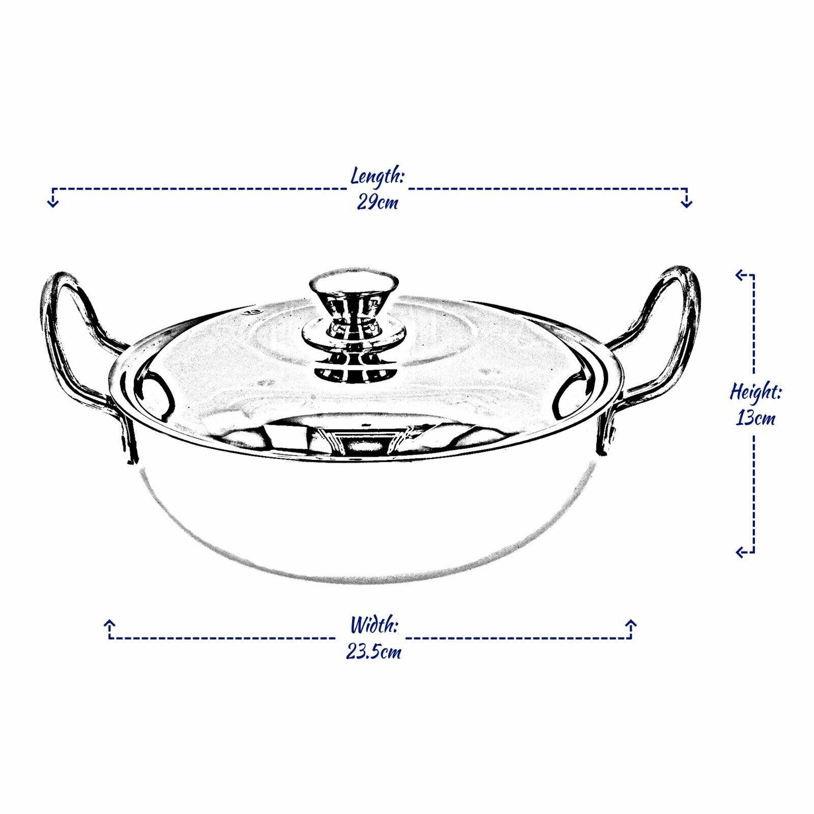 Kadai Karahi Kadhai Stainless Steel Tri Ply Heavy Curry Pan Wok Fry Pan ...