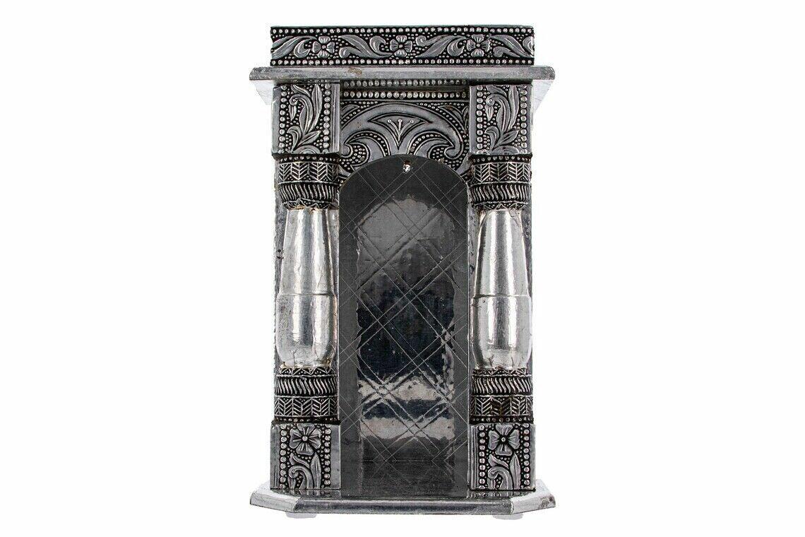 Wooden Mandir Oxidised Temple Hindu Wall Hanging Mounted Small Pooja ...