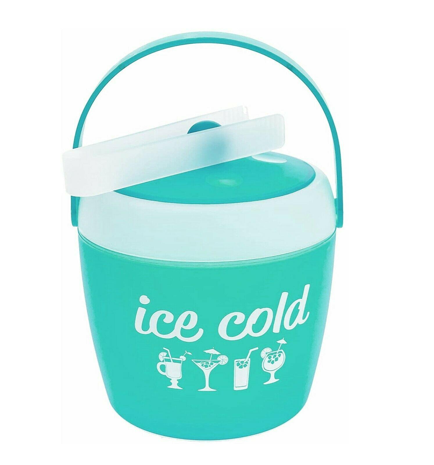 Plastic Ice Cold Bucket Cooler With Tongs Lid BBQ Picnic Drink Wine ...