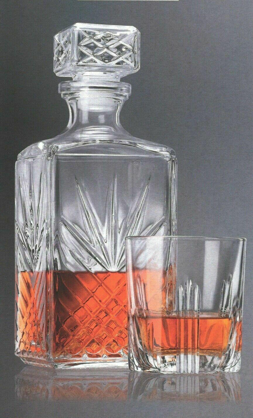 7 Piece Decanter Set Whiskey Decanter Set with 6 Cut Glass Tumblers ...