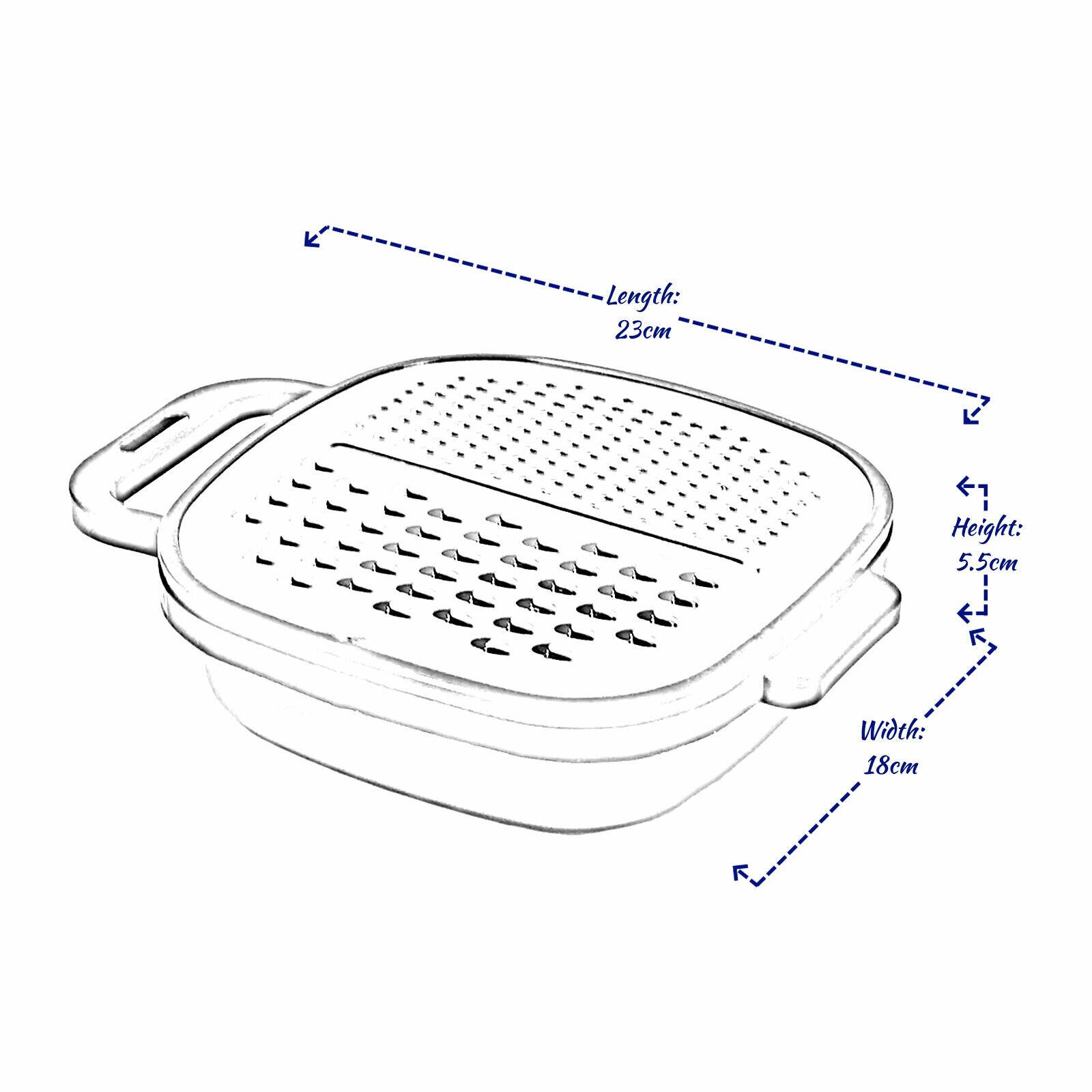 Cheese Grater with Container Veg 2 Size Blades Shredder Storage Box Tub ...