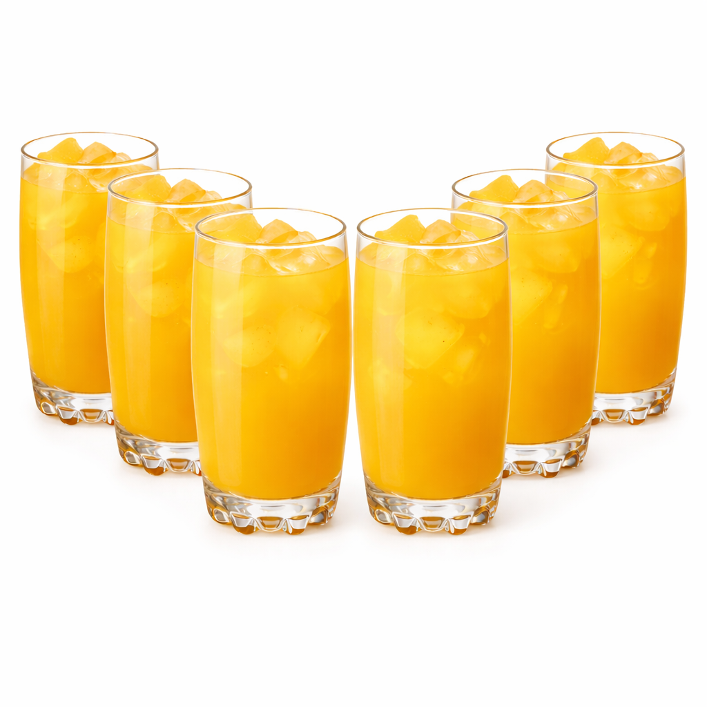 Set of 6 Juice Glasses 280ml | Tall Drinking Glasses | Water Soft Drink ...