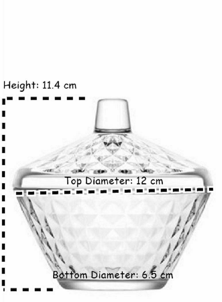 Glass Sweet Sugar Bowl Crystal Effect Cut Chocolate Candy Bonbon Jar ...