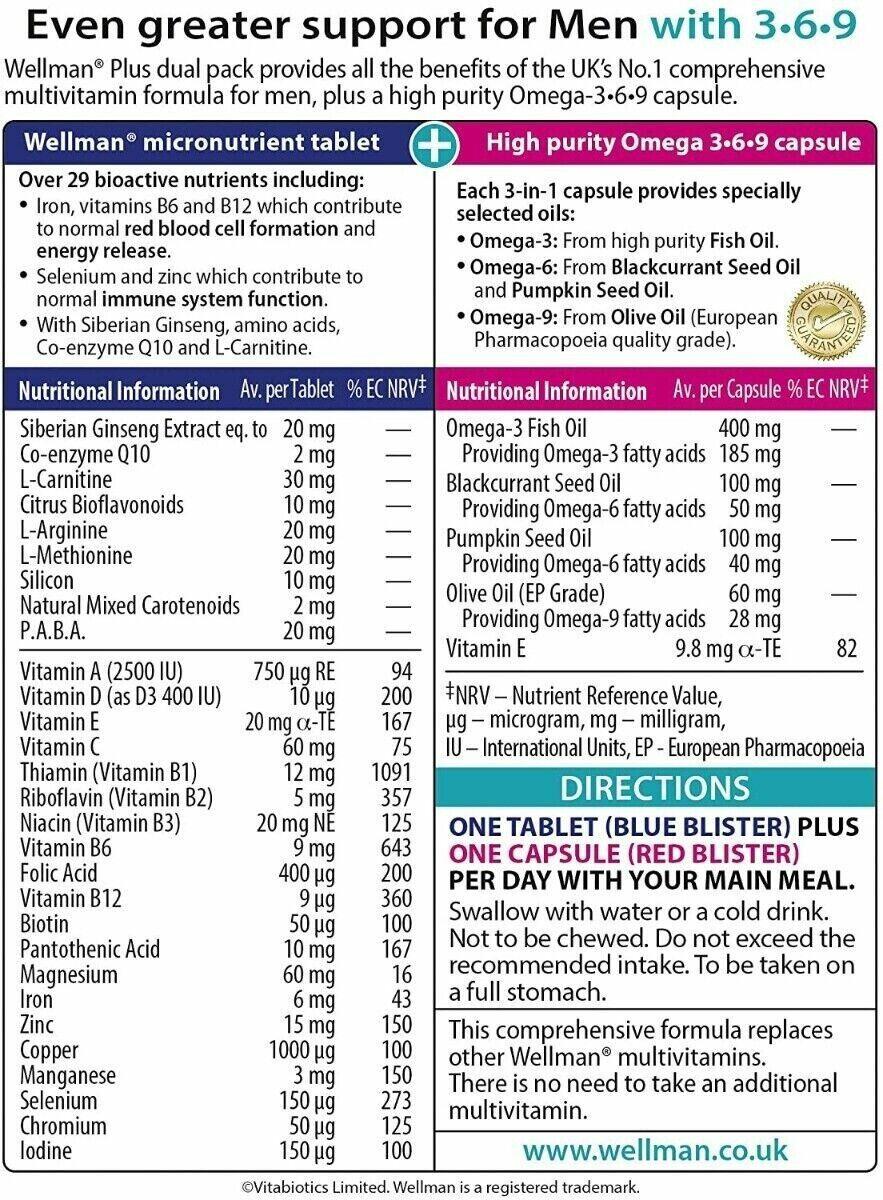 Vitabiotics Wellman Plus Omega 3∙6∙9 56 Capsules