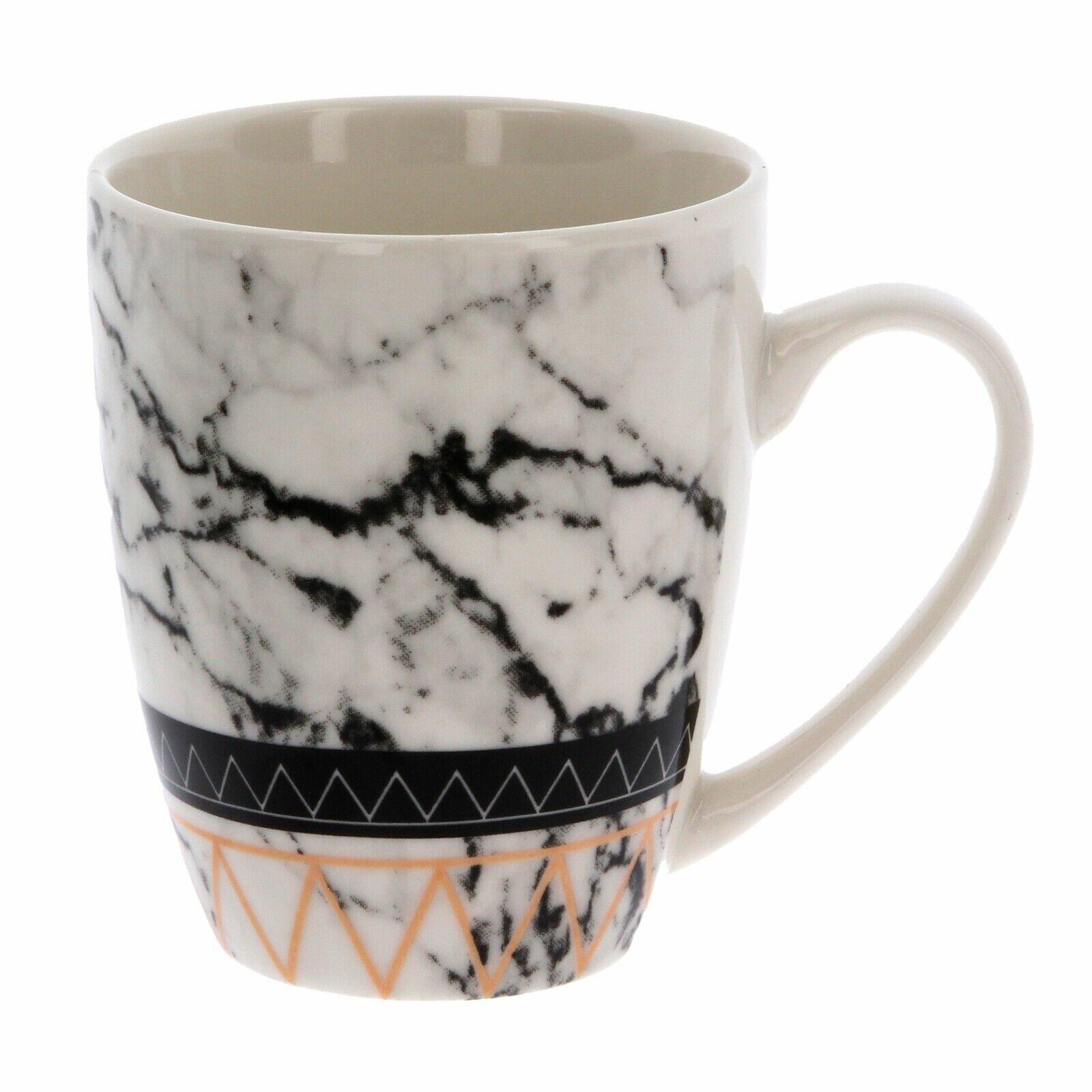 4x Tea Coffee Mugs Set Porcelain Hot Drinks Cappuccino Mug Marble ...