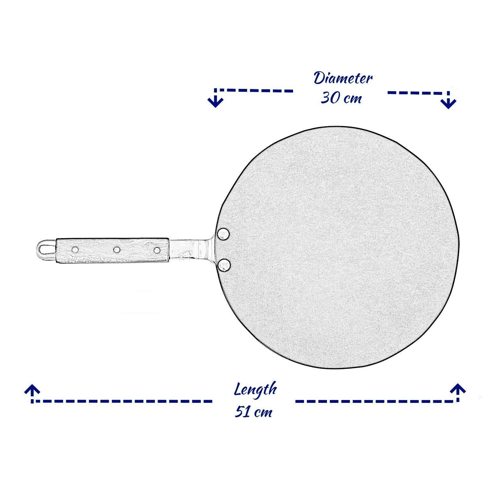 Iron Tawa Tava Crepe Pancake Pan Chapati Roti Concave Wooden Handle ...