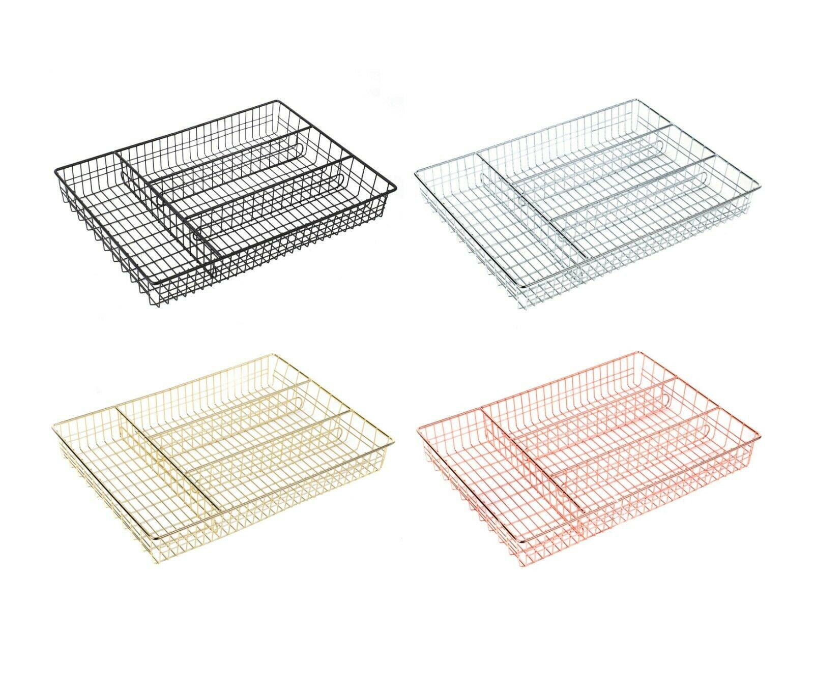 Kitchen Cutlery Tray Metal Wire Organiser Holder Drawer Insert Tidy ...