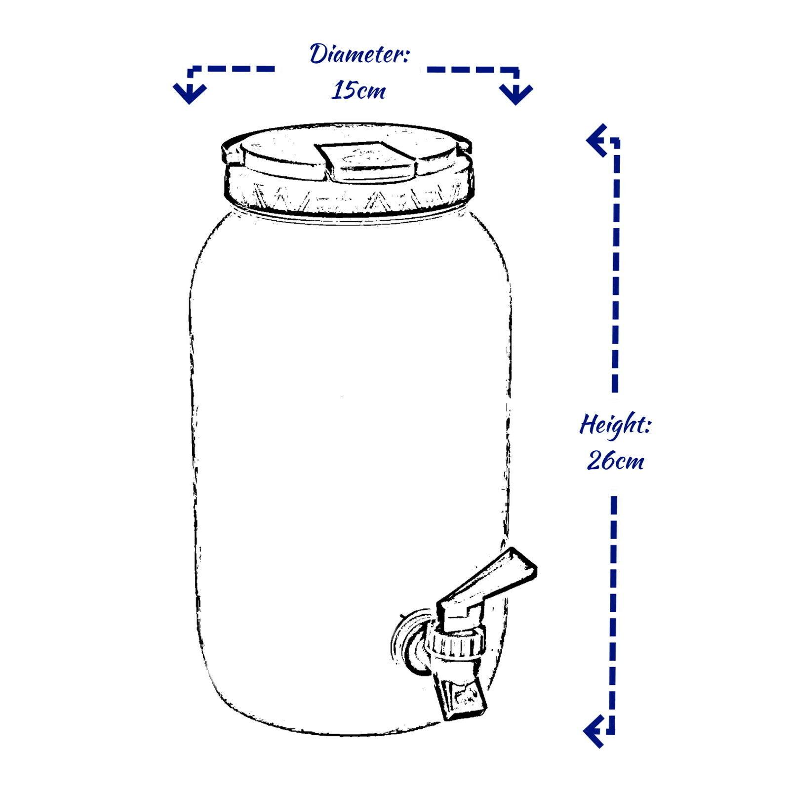 3.7 Litre Drink Dispenser With Tap & Lid Beverage Cocktail Juice Jar ...
