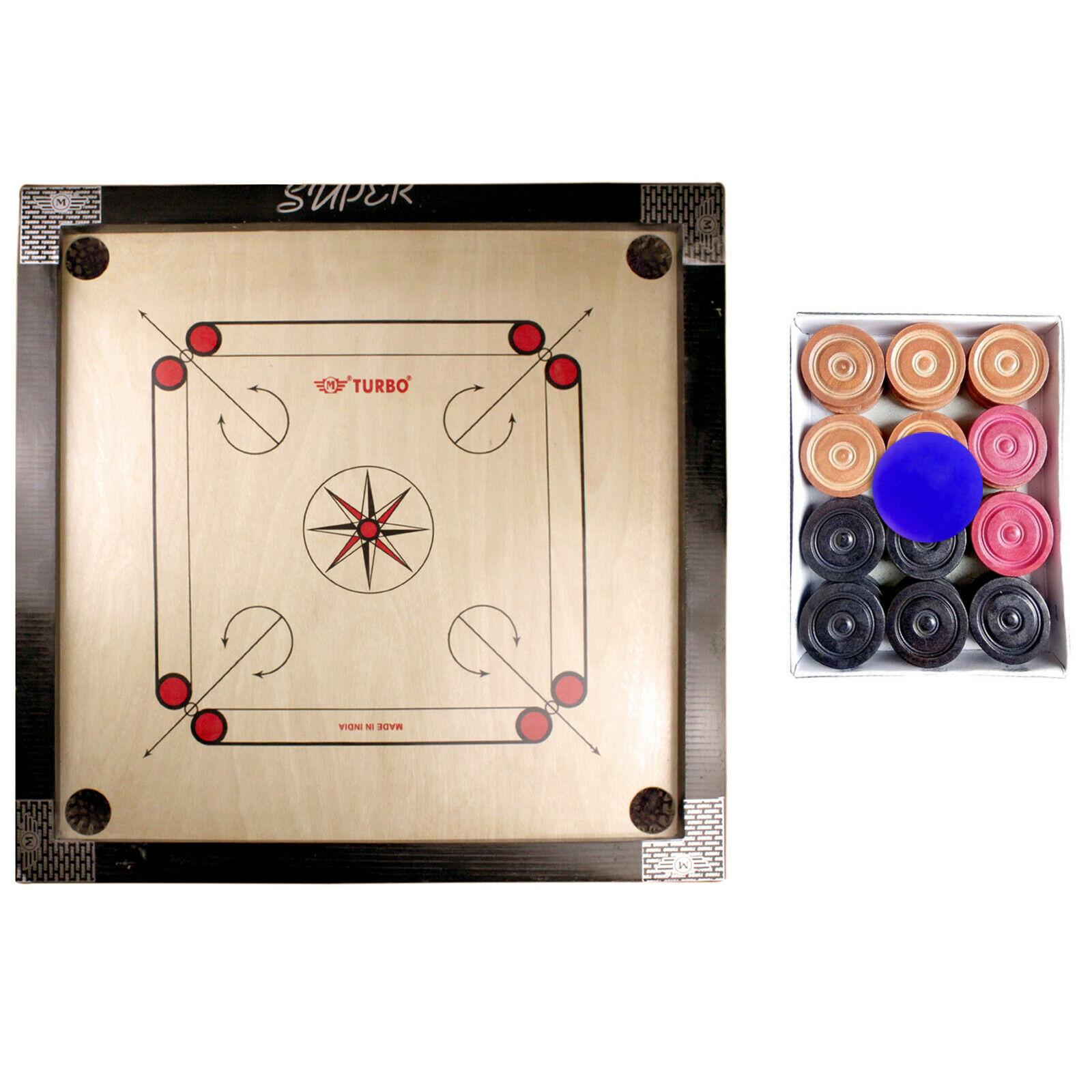 Carrom Board Striker & Coins Set Wooden Smooth Surface Gift Indian ...