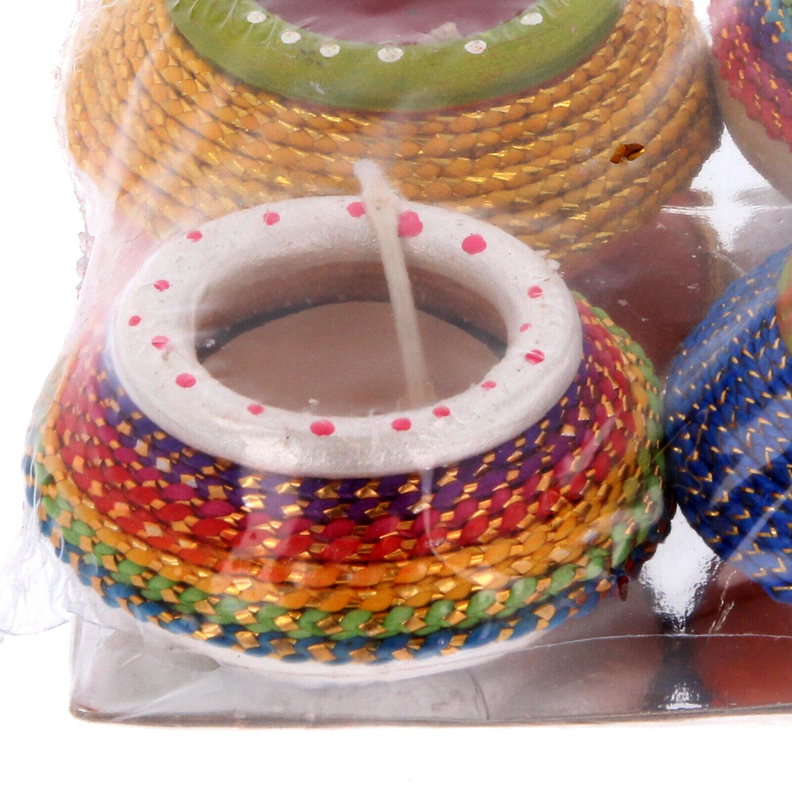 Clay Diya Diwali Wax Lamp Diya 4 Pc Handmade Diva Candle Pot Tea Light ...