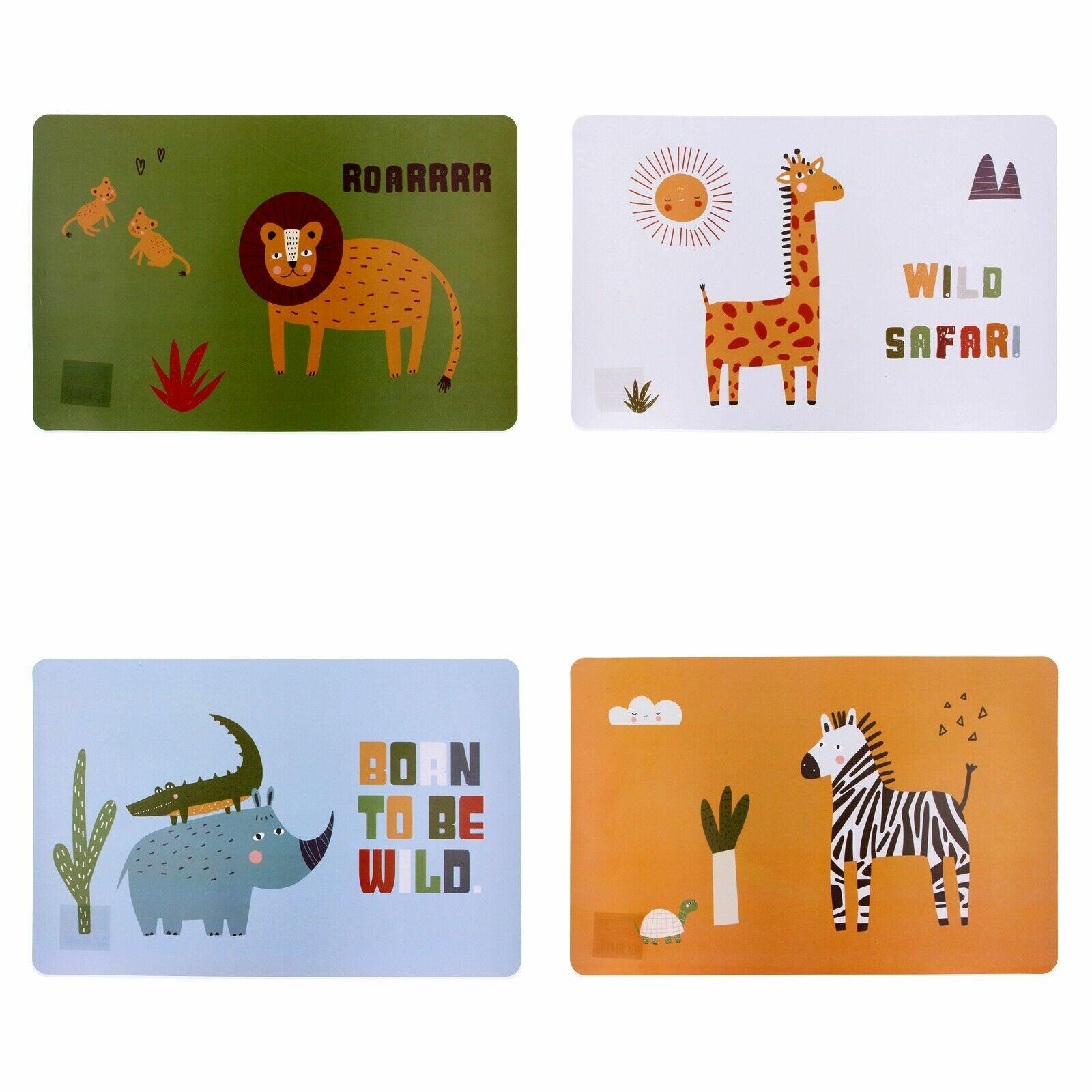 Kids Placemats Safari Jungle Animal Children Dining Table Mat Boys ...