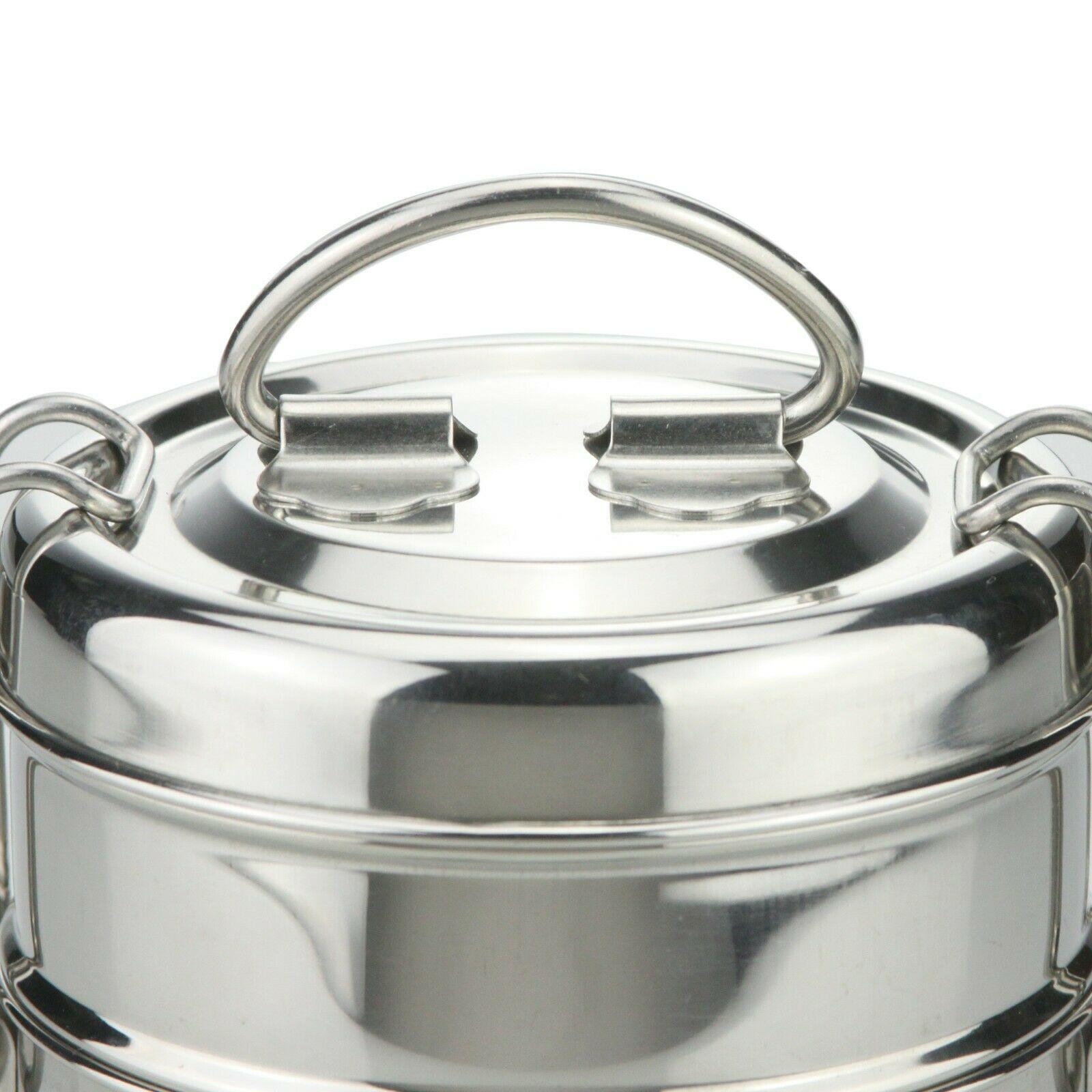 Tiffin Lunch Box Stainless Steel Indian Stackable 2/3/4 Layer Tier Food ...