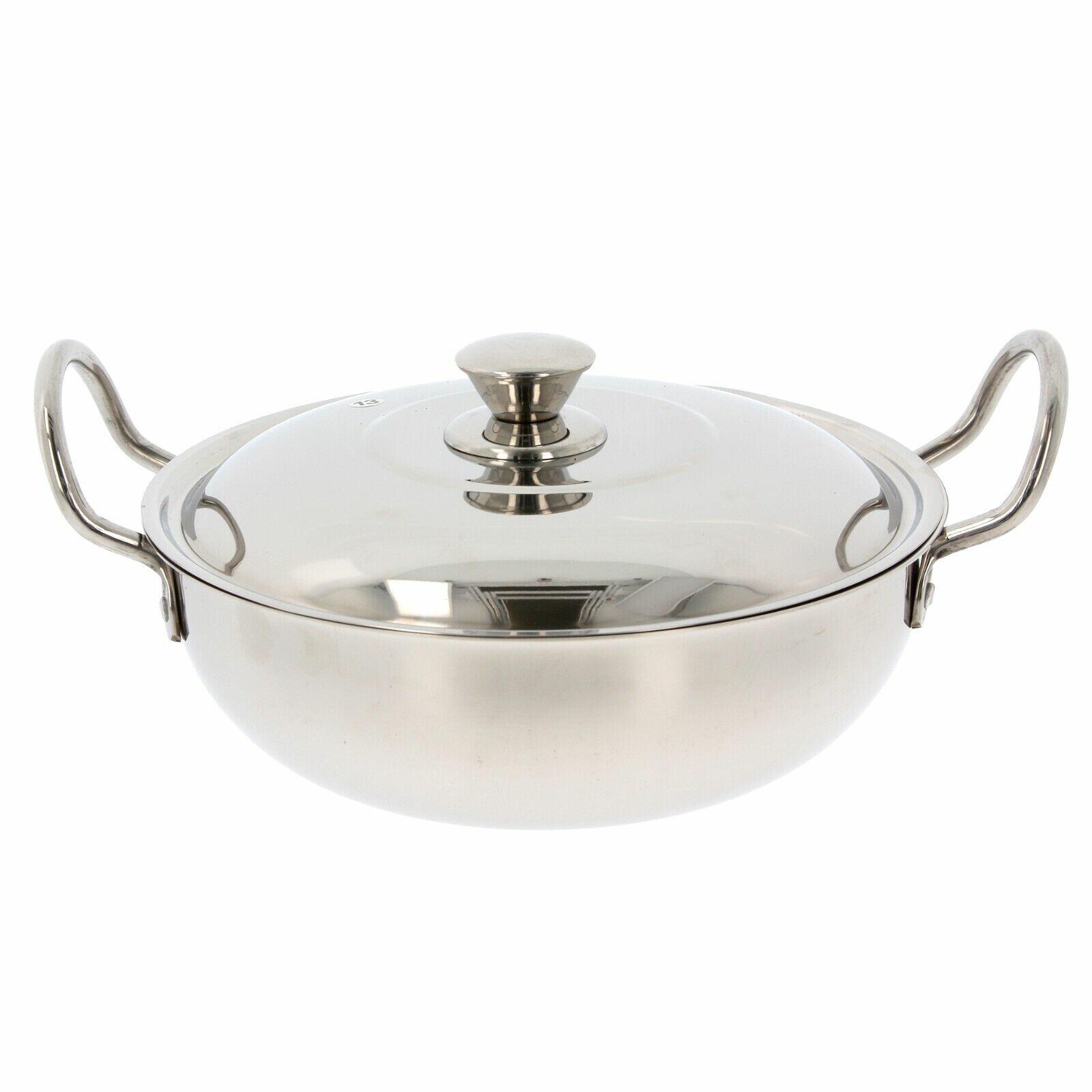 Kadai Karahi Kadhai Stainless Steel Tri Ply Heavy Curry Pan Wok Fry Pan ...