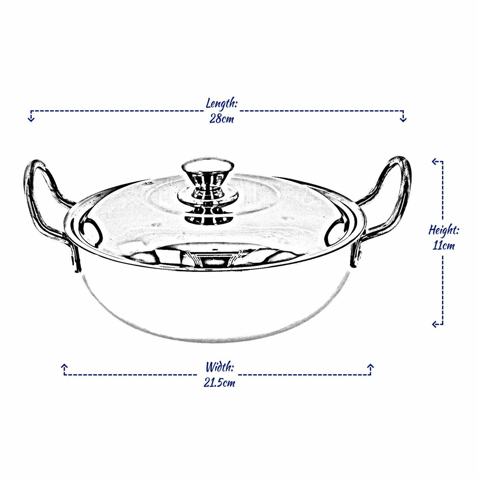 Kadai Karahi Kadhai Stainless Steel Tri Ply Heavy Curry Pan Wok Fry Pan ...