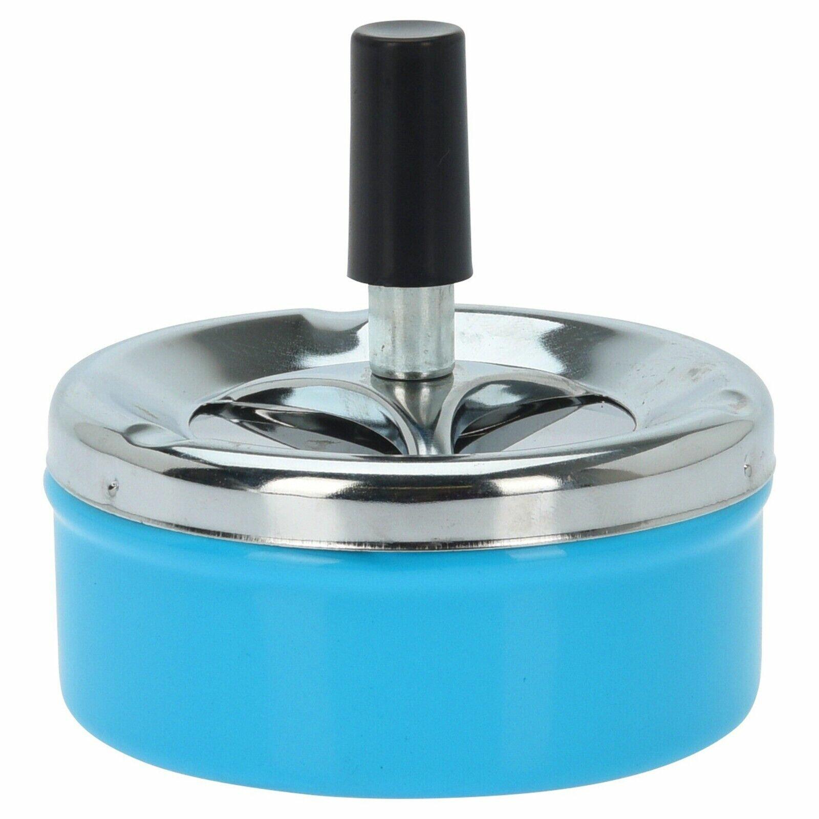 Ashtray With Lid Round Push Down Ashtray With Spinning Tray Metal ...